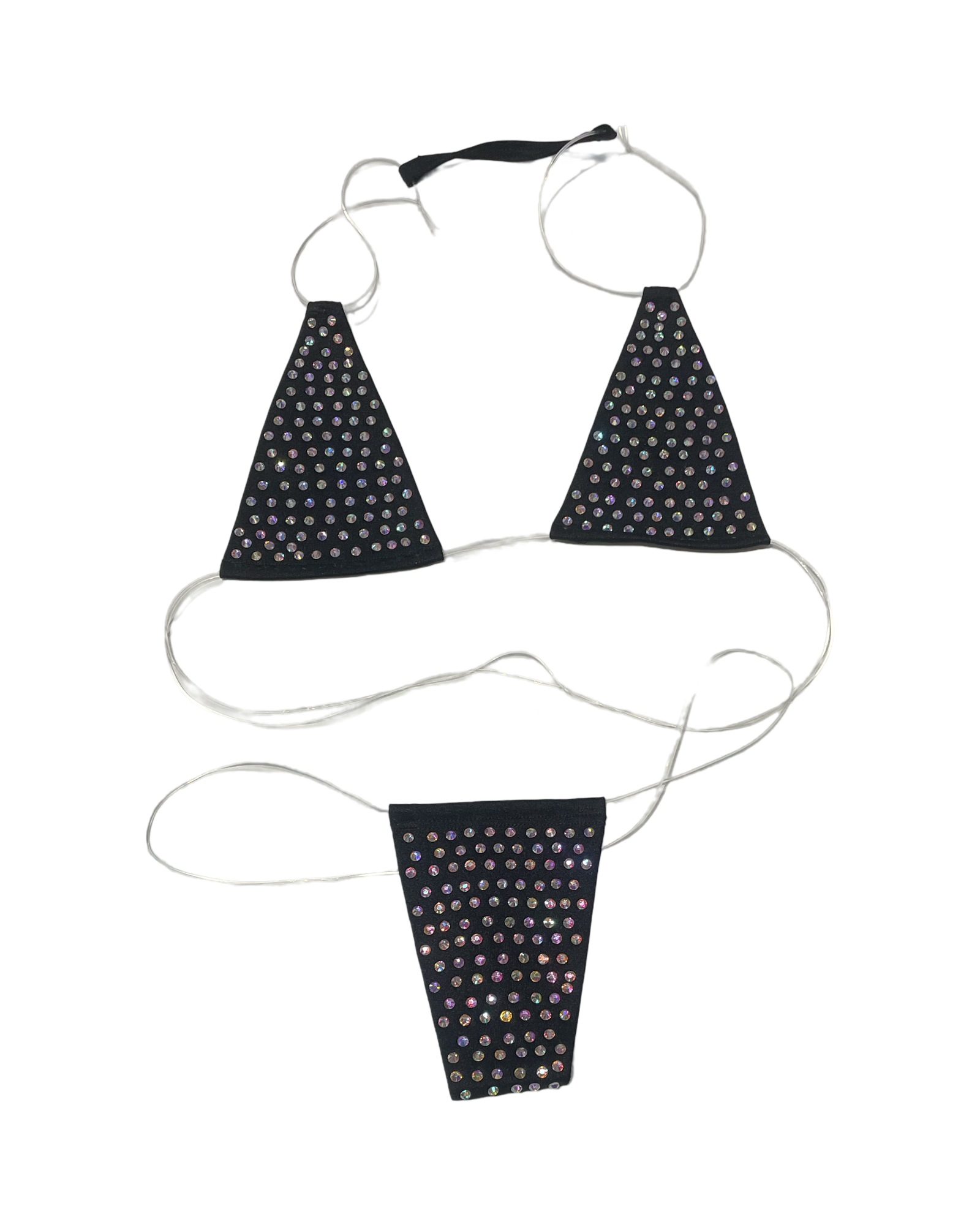 Rhinestone Micro Bikini - Black