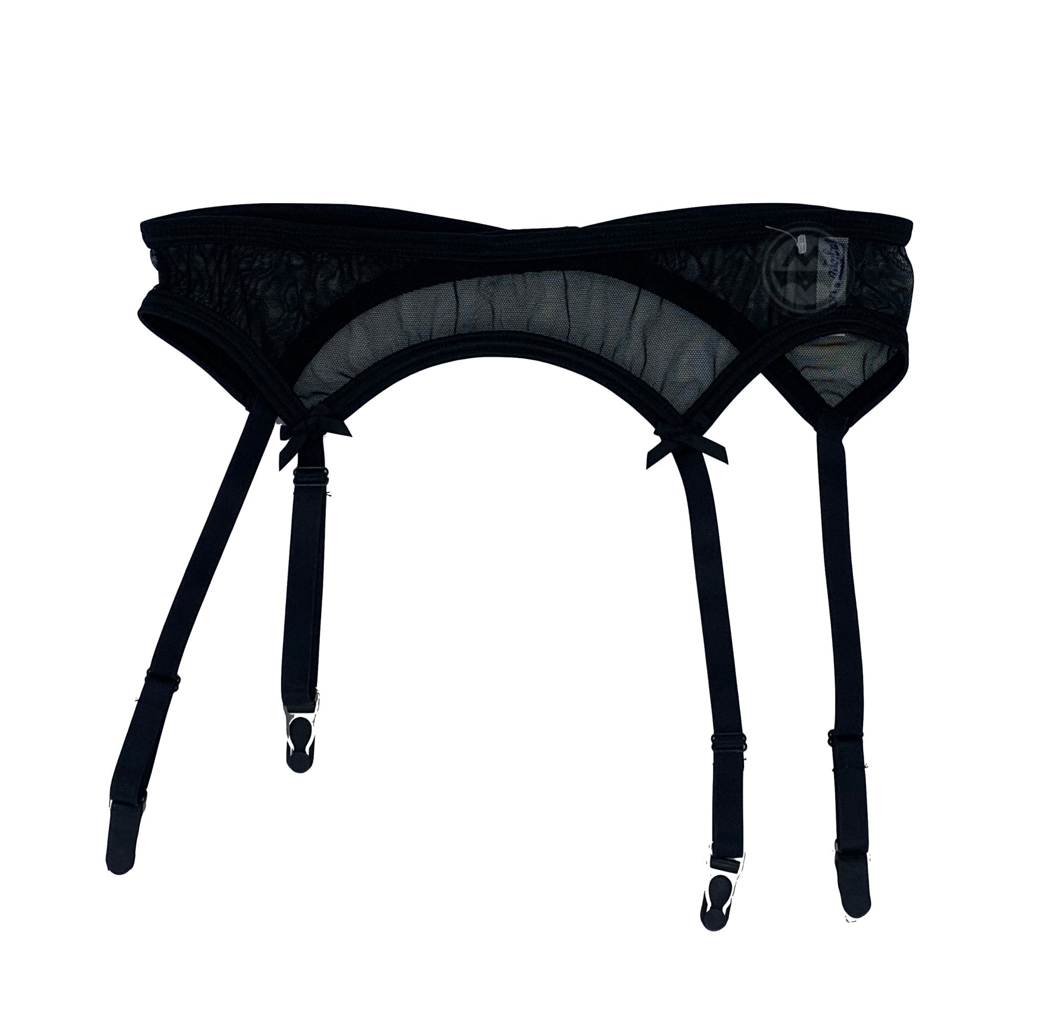 Sheer Stretch Mesh Garter Belt - Black