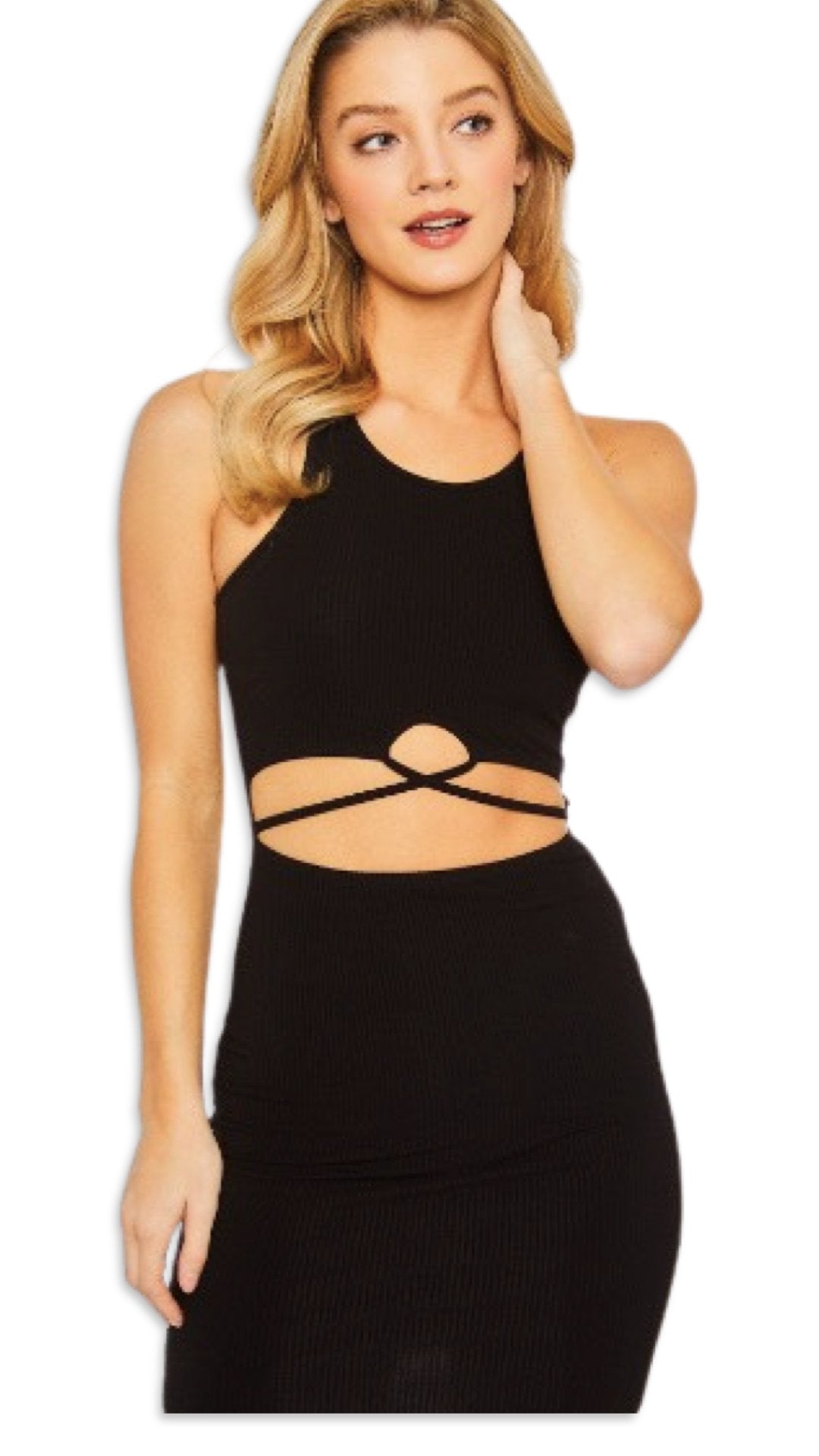 Sleeveless Front Loop Dress Black